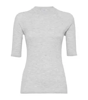 Brunello Cucinelli Cashmere Short-sleeve Sweater - Grey