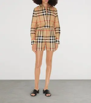 Burberry Cotton Check Shorts - Beige