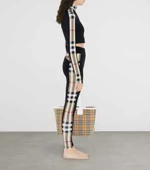 Burberry Stretch-jersey Check-trim Leggings