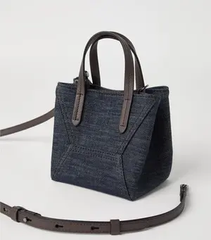 Brunello Cucinelli Mini Denim-effect Bc Duo Tote Bag