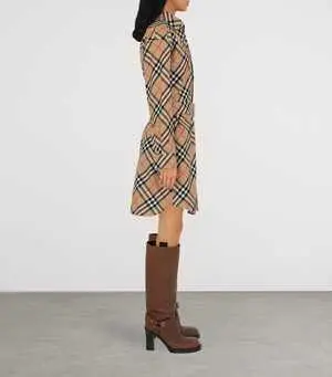 Burberry Cotton Check Shirt Dress - Beige