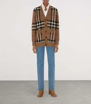Burberry Wool-cashmere Check Cardigan