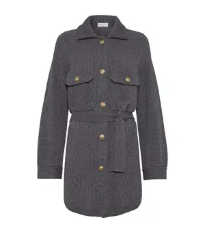 Brunello Cucinelli Virgin Wool-cashmere-silk Cardigan - Grey