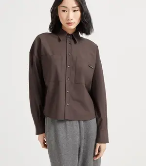 Brunello Cucinelli Virgin Wool-blend Monili-tab Shirt