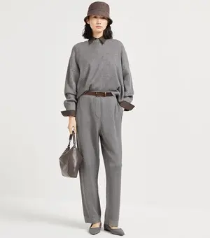 Brunello Cucinelli Virgin Wool-blend Monili-tab Shirt