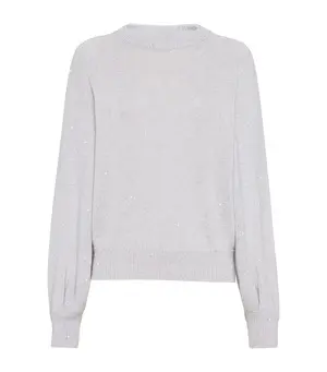 Brunello Cucinelli Cashmere-silk Diamond Yarn Sweater - White