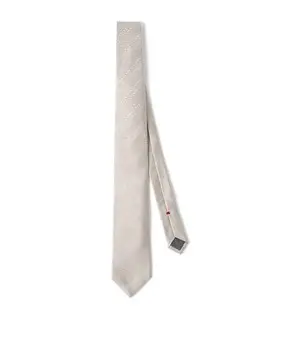 Brunello Cucinelli Silk Chevron Stripe Tie Beige