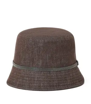 Brunello Cucinelli Cotton Denim-effect Bucket Hat - Brown