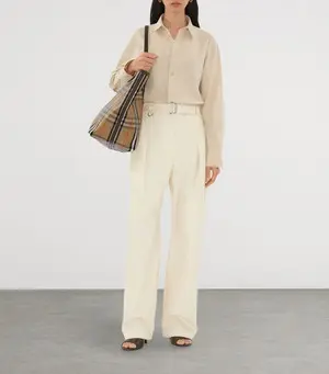 Burberry Large Canvas Highlands Tote Bag - Beige