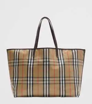 Burberry Large Canvas Highlands Tote Bag - Beige