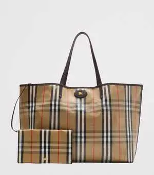 Burberry Large Canvas Highlands Tote Bag - Beige