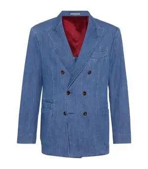 Brunello Cucinelli Denim Double-breasted Blazer