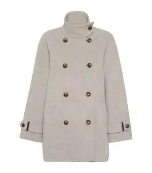 Brunello Cucinelli Virgin Wool-cashmere Pea Coat - Beige