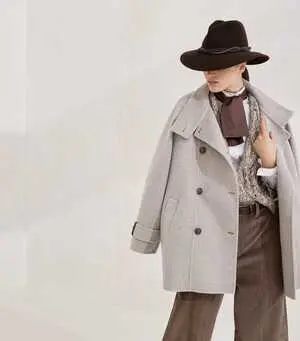 Brunello Cucinelli Virgin Wool-cashmere Pea Coat - Beige
