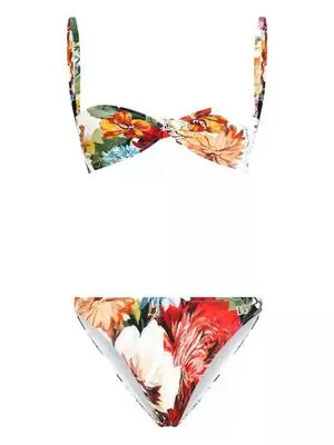 Dolce & Gabbana Floral-print Swimsuit - White