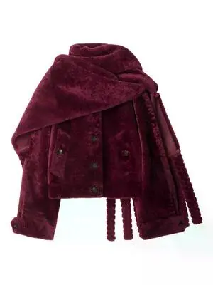 Burberry Detachable-scarf Shearling Jacket - Red