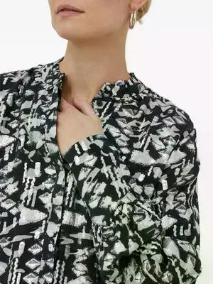 BRUUNS BAZAAR Geometric-print Long-sleeved Blouse