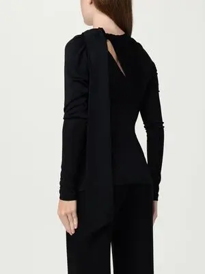 Victoria Beckham Long Sleeve Draped Top - Black