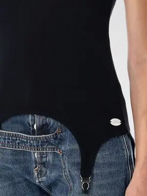 JEAN PAUL GAULTIER Ribbed Tank Top - Black