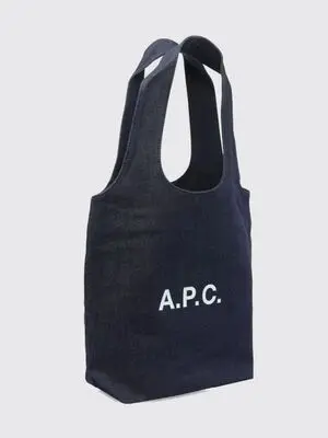 A.p.c. Ninon Small Cotton Denim Tote Bag With Contrasting Logo - Indigo