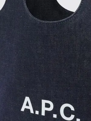 A.p.c. Ninon Small Cotton Denim Tote Bag With Contrasting Logo - Indigo