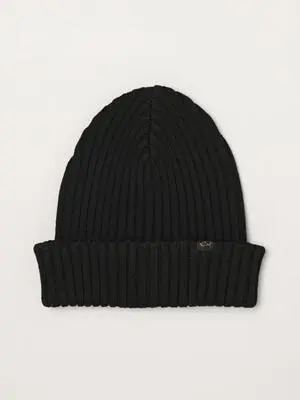 Paul & Shark Pure Wool Beanie Hat - Black