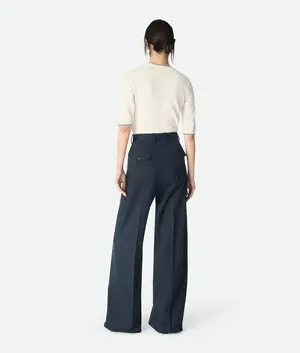 Bottega Veneta Wide-leg Twill Pants - Midnight Blue