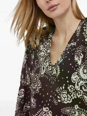 Sisley Paisley-print V-neck Mini Dress