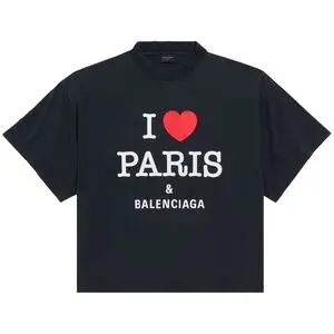 Balenciaga I Love Paris Cropped T-shirt - Black