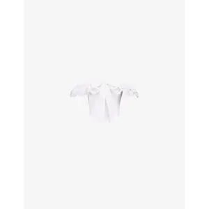 House Of Cb Bow-embellished Stretch-cotton Corset Top - Cloud Dancer