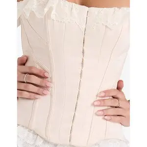 House Of Cb Idella Lace-trim Satin Corset Top