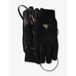 Prada Wool And Nappa Leather Gloves - Black