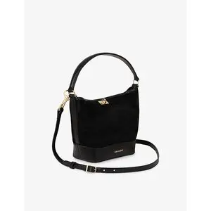 Sandro Small Suede And Leather Bucket Bag - Black