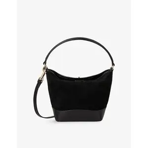 Sandro Small Suede And Leather Bucket Bag - Black