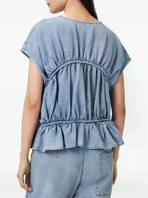 ALLSAINTS Remy Tie-front Ruffled Top - Blue
