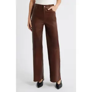 FRAME Le Slim Palazzo Leather Pants - Cedar