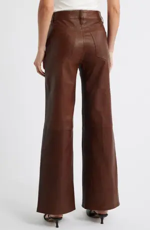 FRAME Le Slim Palazzo Leather Pants - Cedar
