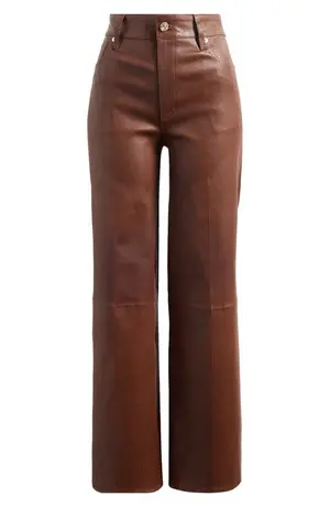 FRAME Le Slim Palazzo Leather Pants - Cedar
