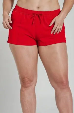 CALYPSA Board Shorts With Upf 50+ Sun Protection - Red