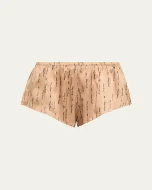 Kiki De Montparnasse Script-print Silk Lounge Tap Shorts