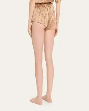 Kiki De Montparnasse Script-print Silk Lounge Tap Shorts