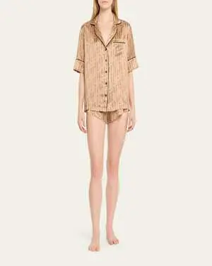 Kiki De Montparnasse Script-print Silk Lounge Tap Shorts