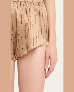 Kiki De Montparnasse Script-print Silk Lounge Tap Shorts
