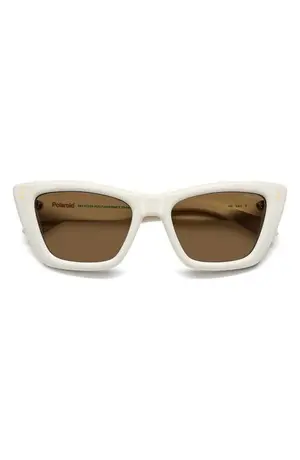 POLAROID 54mm Polarized Cat-eye Sunglasses - White/bronze Pz