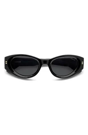 POLAROID 51mm Polarized Cat-eye Sunglasses - Black/grey Pz