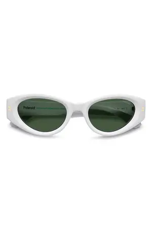 POLAROID 51mm Polarized Cat-eye Sunglasses - White/green Pz