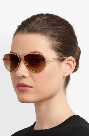 STUART WEITZMAN 60mm Pilot Sunglasses - Light Gold/brown Ss Gold
