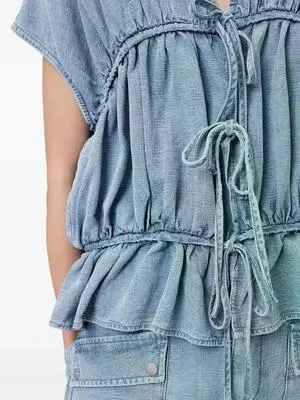 ALLSAINTS Remy Tie-front Ruffled Top - Blue