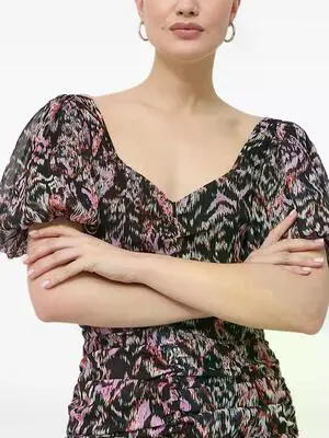 NOTES DU NORD Puff-sleeve Ruched Mini Dress