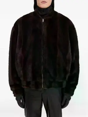 MAISON MARGIELA Faux-fur Zip-front Bomber Jacket - Brown